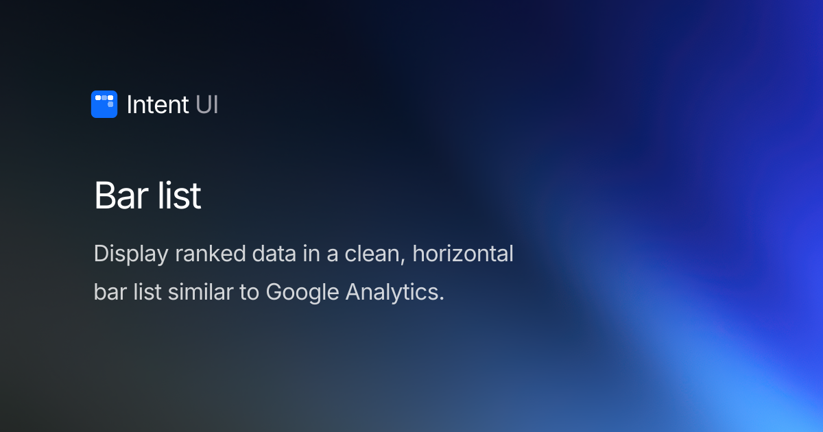 Bar list / Intent UI
